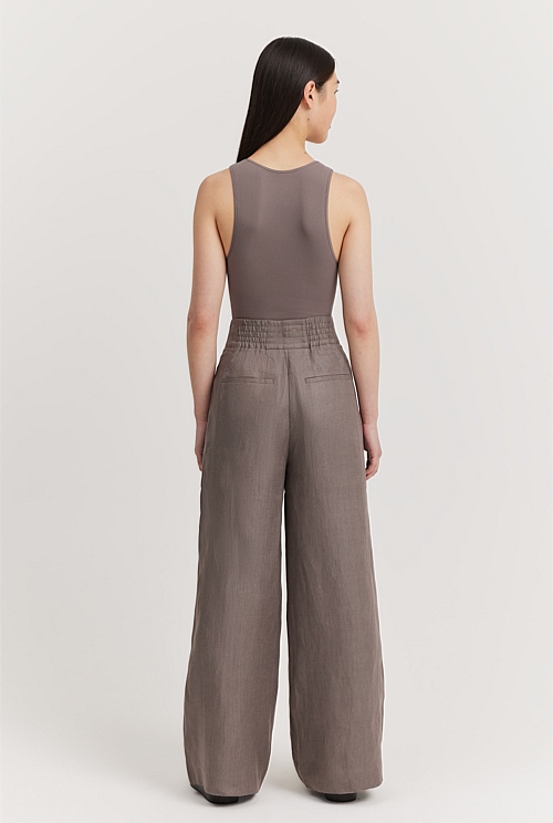 Mushroom Organically Grown Linen Wide Leg Pant - Organically Grown or ...