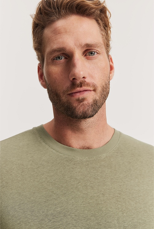 Light Green Hemp Blend T-Shirt - T-Shirts | Country Road