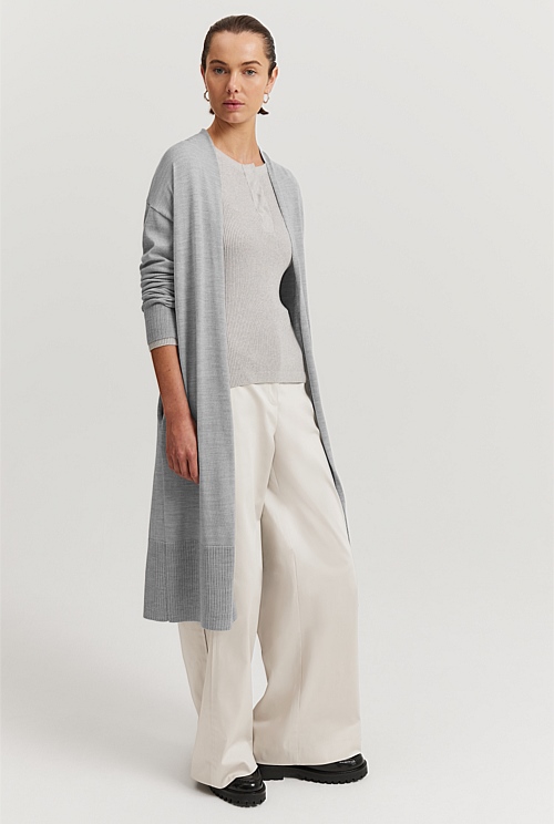 Light Grey Marle Verified Australian Merino Wool Cardigan - Best ...