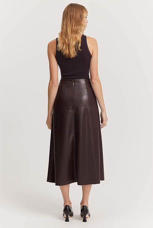Pinot Noir Basque Detail Skirt - Skirts | Country Road