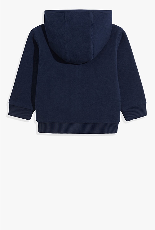 Navy Organically Grown Cotton Textured Zip Through Sweat - Sweats ...