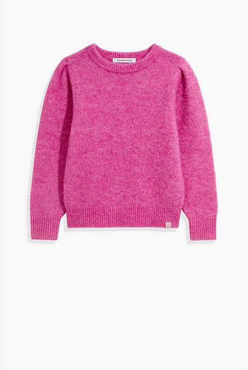Vibrant Pink Fluffy Knit Pullover - Knitwear | Country Road