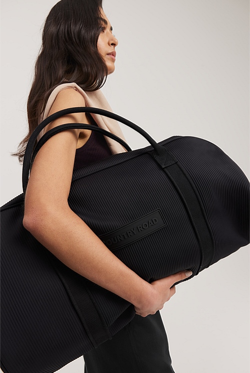 Black Neoprene Rib Logo Tote - Bags | Country Road
