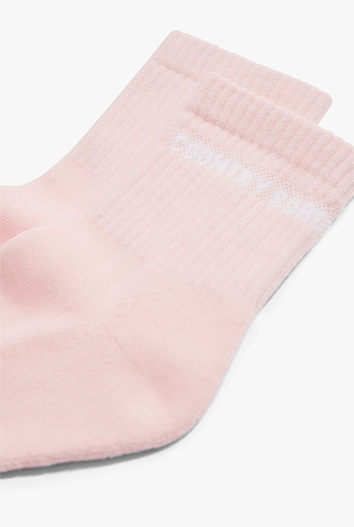 Petal Pink Australian Cotton Blend CR Sport Quarter Crew Sock - Socks ...