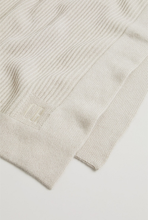 Oatmeal GCS-certified Cashmere Rib Throw - Natural Fibres | Country Road