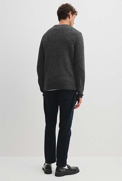 Charcoal Merino Nep Crew Knit - Knitwear | Country Road