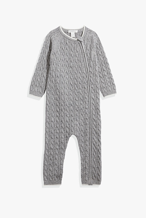 Light Grey Marle Cable Knit Jumpsuit - Jumpsuits & Bodysuits | Country Road