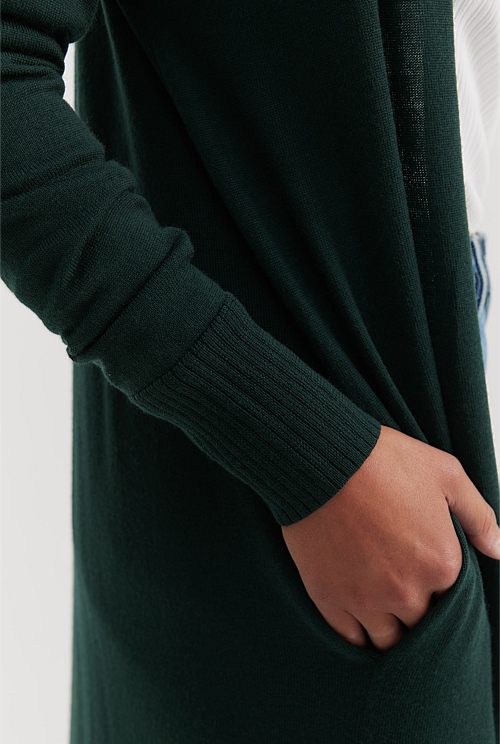 Dark Spruce Verified Australian Merino Wool Cardigan - Natural Fibres ...