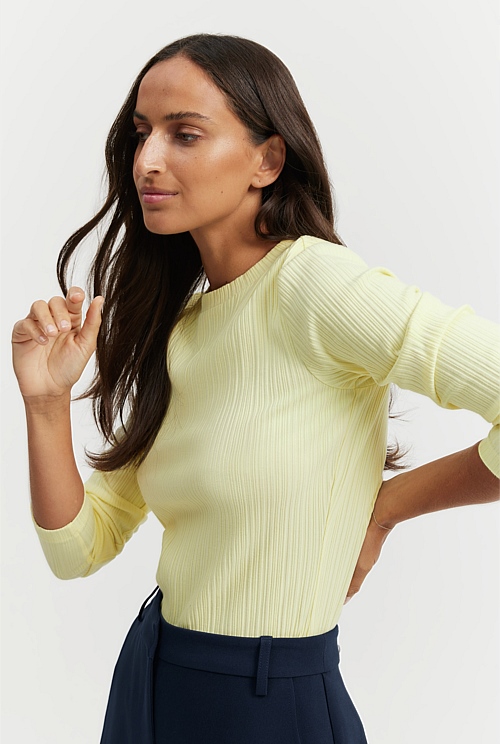 Zest Long Sleeve Rib Top - T-Shirts & Tops | Country Road