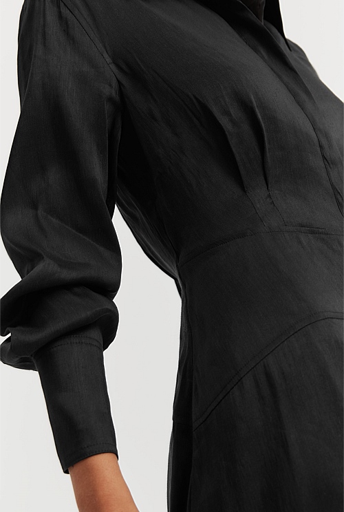 Black Basque Detail Shirt Dress - Dresses | Country Road