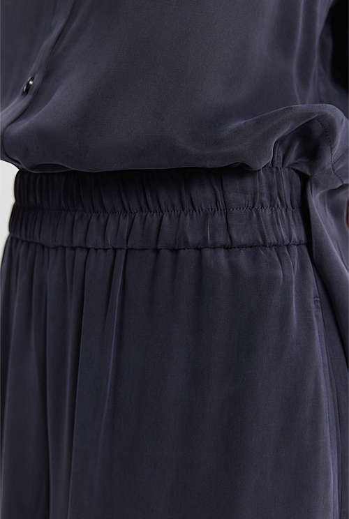 Midnight Blue Pull-on Cupro Pant - Pants | Country Road