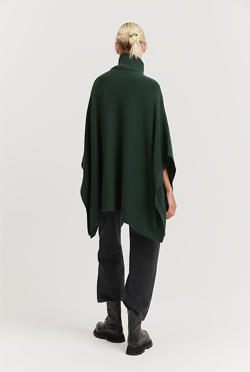 Dark Spruce Zip Collar Poncho - Hats, Scarves & Gloves | Country Road