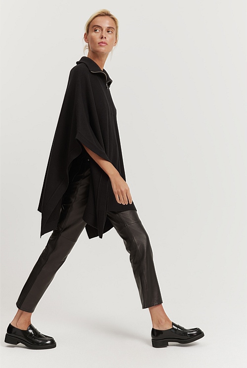 Black Zip Collar Poncho - Hats, Scarves & Gloves | Country Road