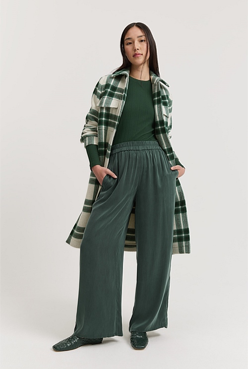 Dark Spruce Pull-on Cupro Pant - Pants | Country Road
