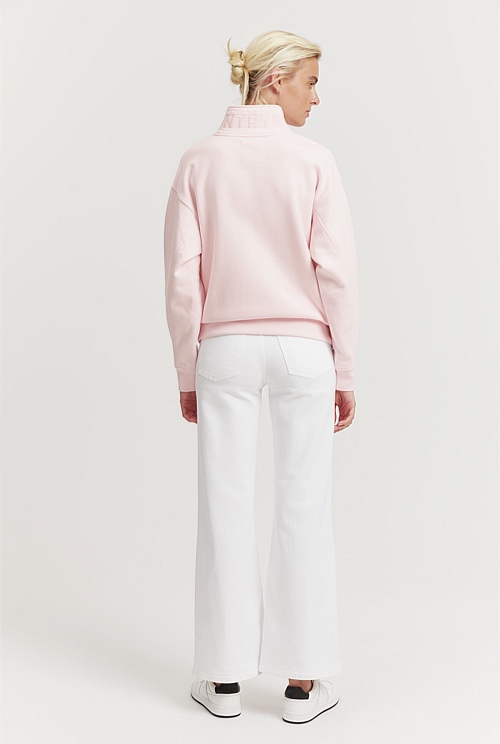Petal Australian Cotton Zip Collar Sweat - Natural Fibres | Country Road