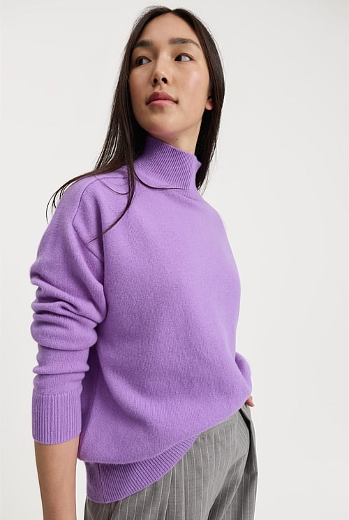 Violet GCS-certified Cashmere Funnel Knit - Natural Fibres | Country Road