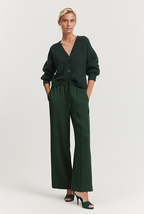 Dark Spruce Brushed Crop Cardigan - Knitwear | Country Road