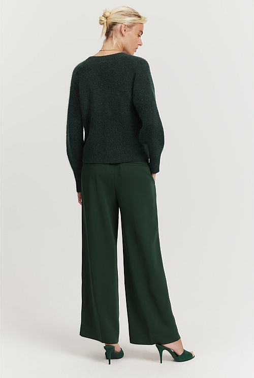 Dark Spruce Brushed Crop Cardigan - Knitwear | Country Road