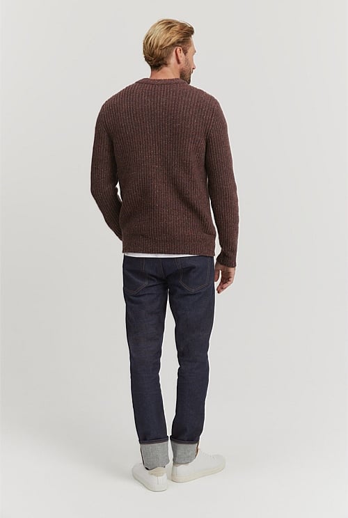 Claret Merino Nep Crew Knit - Knitwear | Country Road