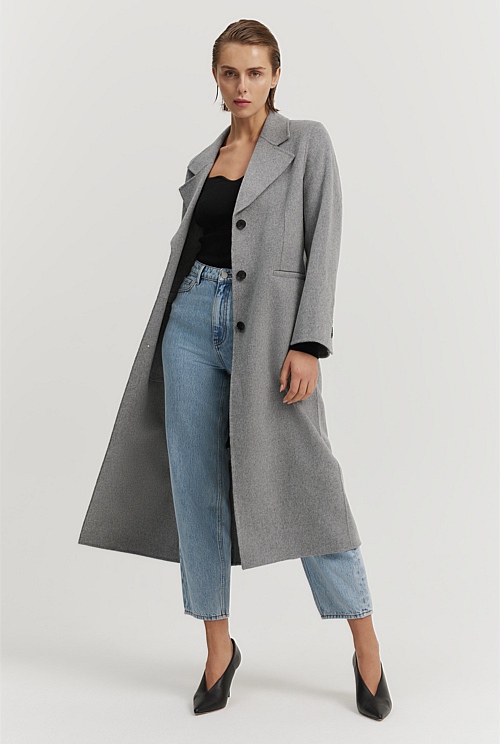 Grey Marle Single-breasted Soft Coat - Jackets & Coats | Country Road