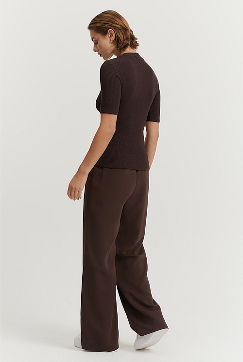 Chocolate Metallic Rib Top - T-Shirts & Tops | Country Road