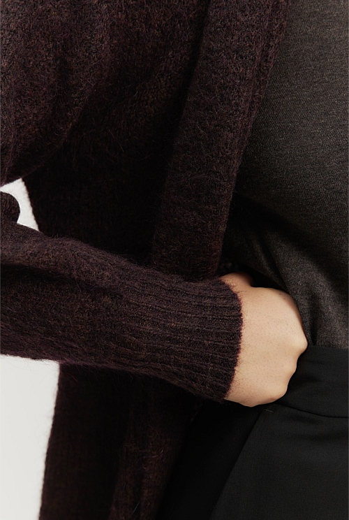 Chocolate Marle Brushed Cardigan - Knitwear | Country Road