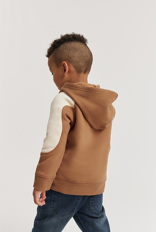 Camel Australian Cotton Panel Hooded Sweat - Sweats | Country Road