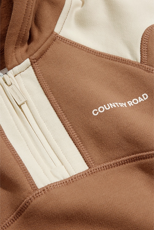 Camel Australian Cotton Panel Hooded Sweat - Sweats | Country Road