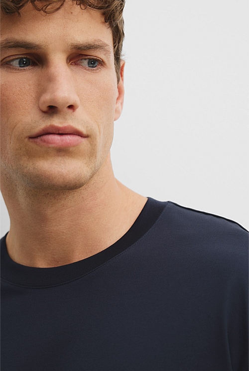 Navy Mercerised T-Shirt - Knitwear | Country Road