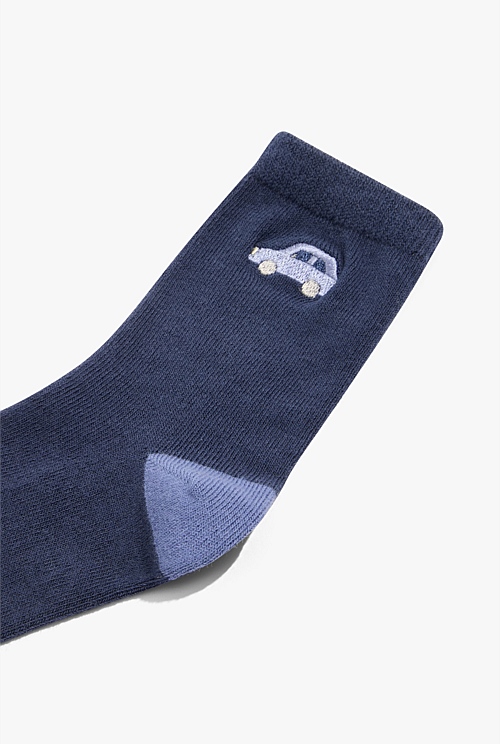 Navy Organically Grown Cotton Blend Car Sock - Accessories | Country Road