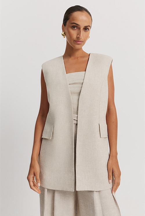 Stone Textured Longline Vest - Australian Grown | Country Road