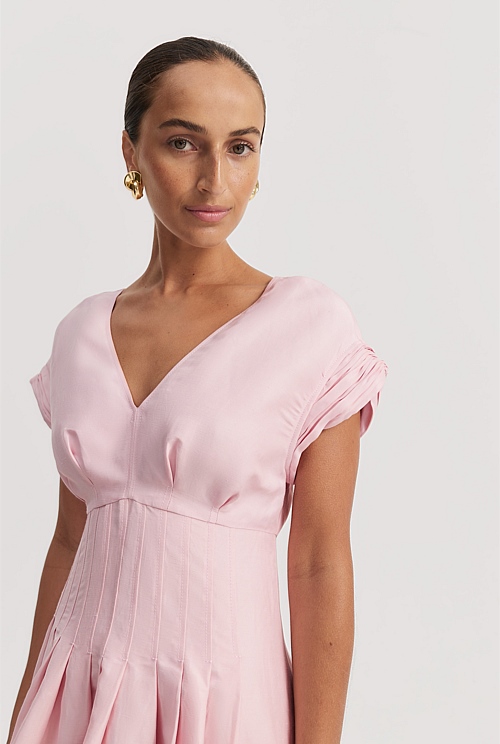 Peony Tuck Detail Midi Dress - Dresses | Country Road