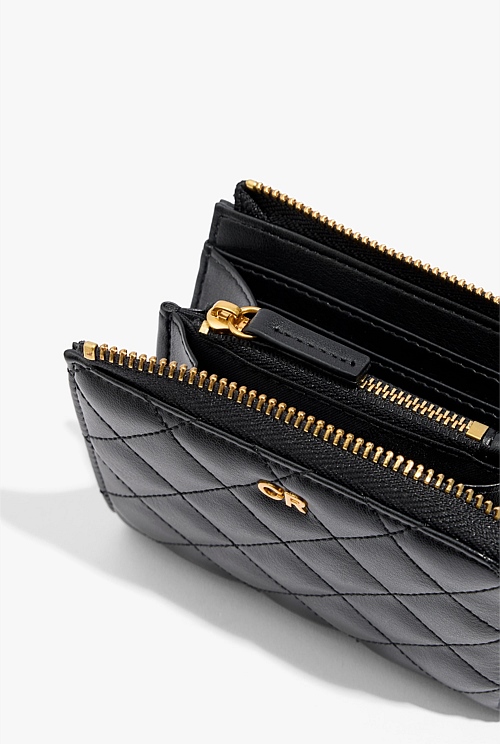 Black Quilted Country Road Zip Wallet - Wallets & Pouches | Country Road