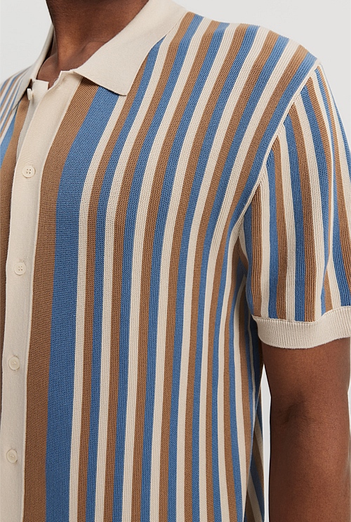 Multicolour Multi Stripe Knit Shirt - Knitwear | Country Road