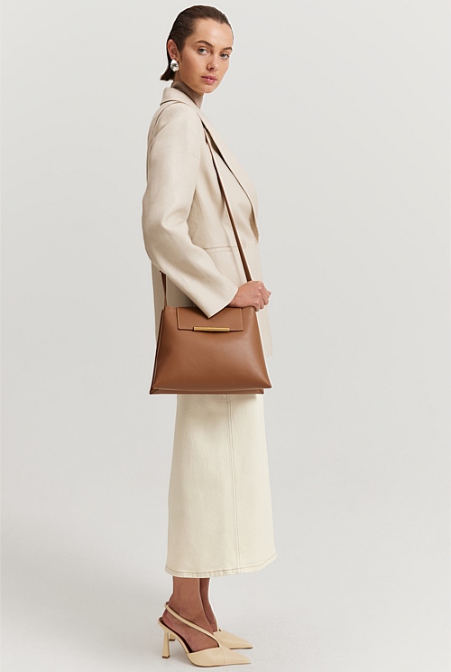 Tan Folded Detail Sling - Bags | Country Road