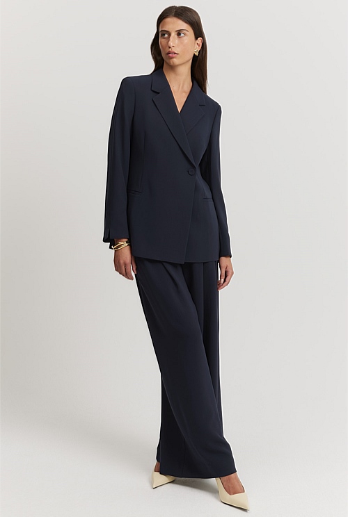 Navy Longline Slim Blazer - Jackets & Coats | Country Road
