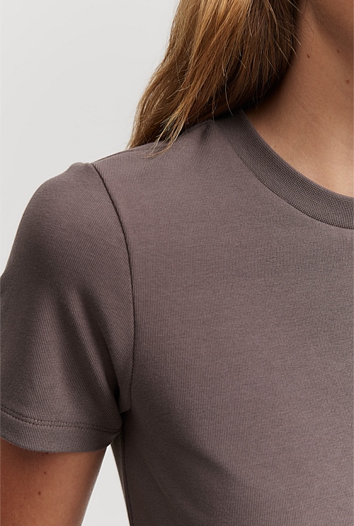 Truffle Australian Cotton Blend Fitted T-Shirt - T-Shirts & Tops ...