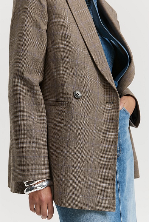 Twill Check Twill Check Blazer - Natural Fibres | Country Road