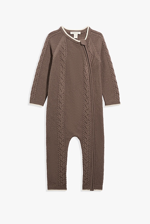 Chocolate Cable Knit Jumpsuit - Jumpsuits & Bodysuits | Country Road