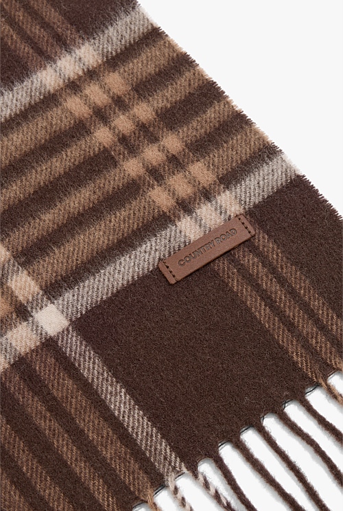 Dark Brown Check Scarf - Hats & Scarves | Country Road
