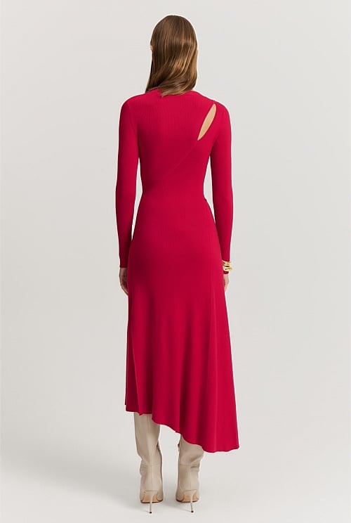 Chilli Pepper Asymmetric Knit Dress - Knitwear | Country Road