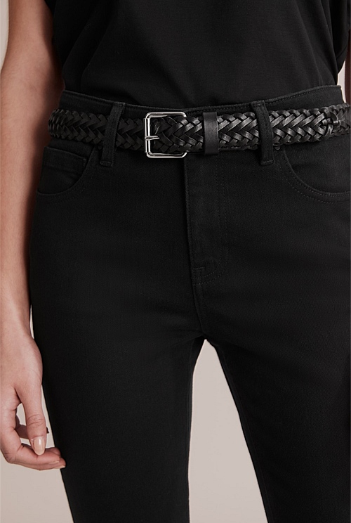 Black Plaited Belt - Belts | Country Road