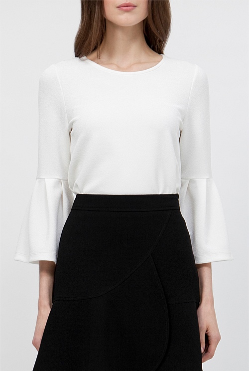 Cream Frill Cuff Top - T-Shirts & Tops | Country Road