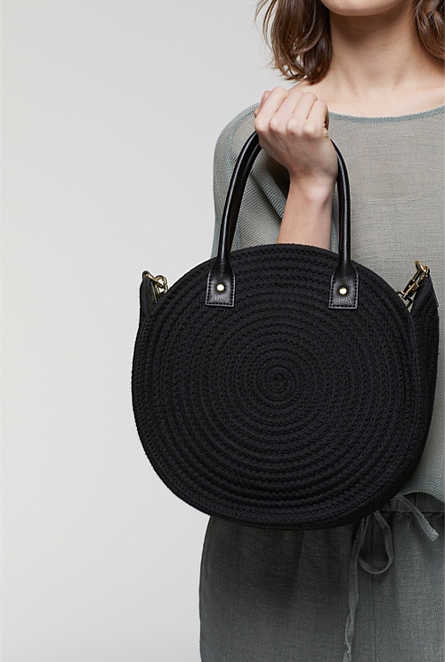 Black Round Rope Tote - Tote Bags | Country Road