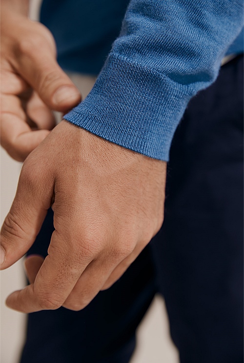 Blue Melange Traceable Merino Crew Neck Knit - Knitwear | Country Road