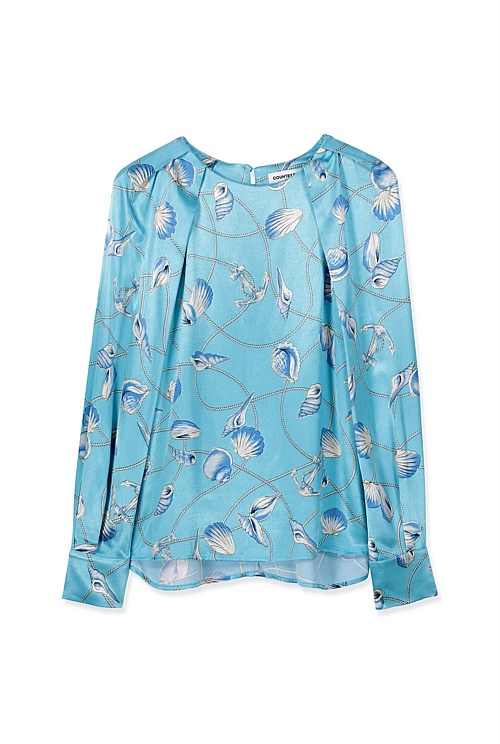 Aqua Shell Print Blouse - Shirts | Country Road