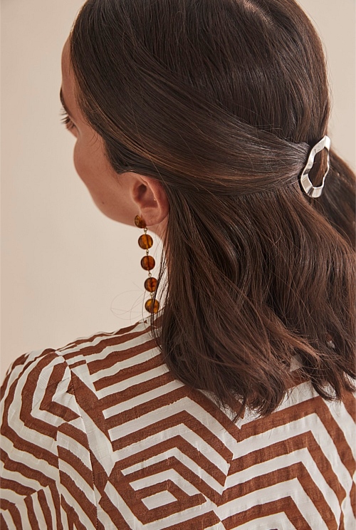 Silver Textured Round Clip - Hair Accessories | Country Road