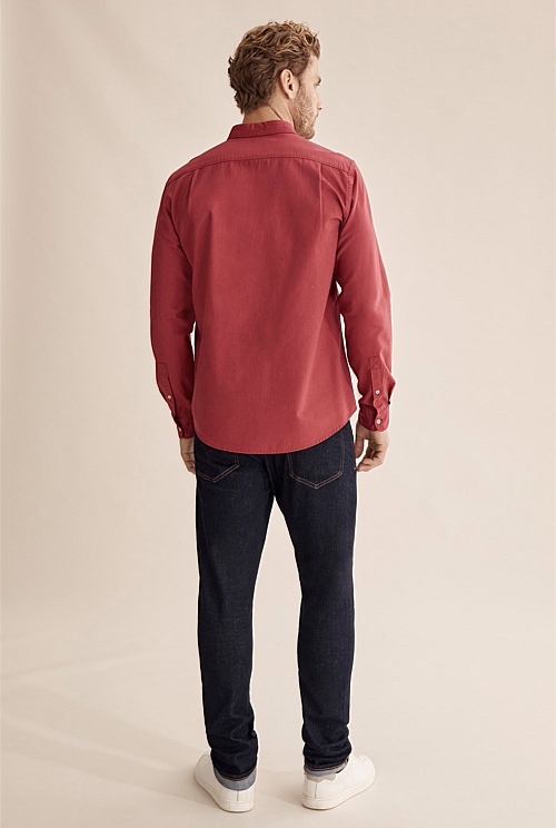 Brick Red Regular Fit Twill Shirt - Casual Shirts | Country Road