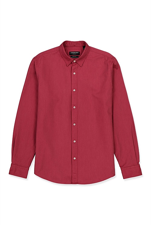 Brick Red Regular Fit Twill Shirt - Casual Shirts | Country Road