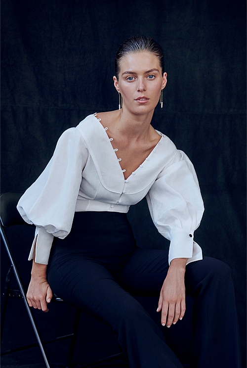 Antique White Tuck Detail Blouse - Shirts | Country Road